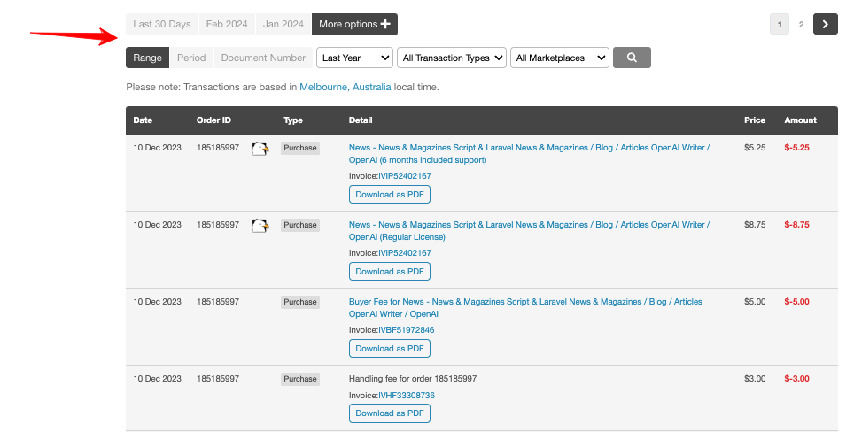 View & Download Invoices – Envato Market Support | Help Center